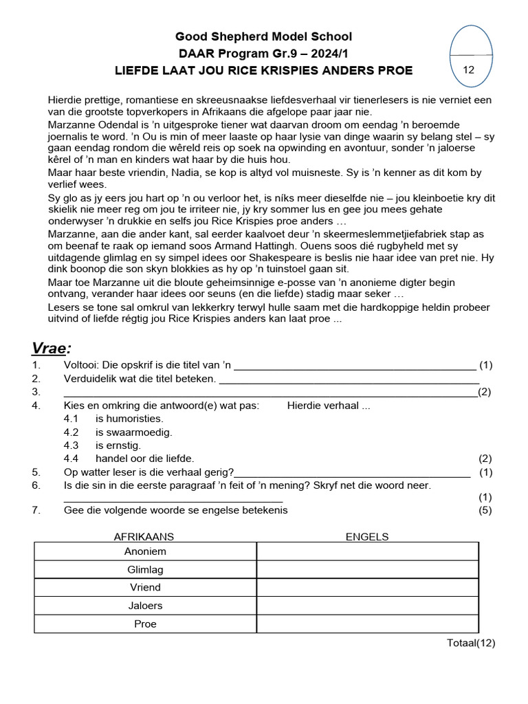 Liefde-Laat-Jou-Rice-Krispies-Anders-Proe GR 9 1 | PDF