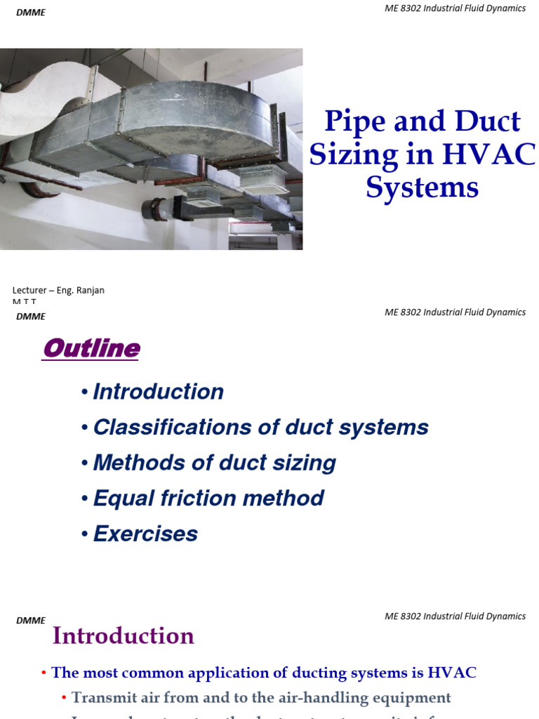 Presentation 3 (Duct Sizing) LMS | PDF | Duct (Flow) | Flow Measurement
