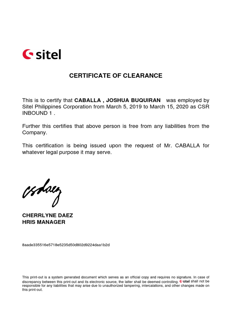Employment Clearance Certificate | PDF | Taxes | Gross Income