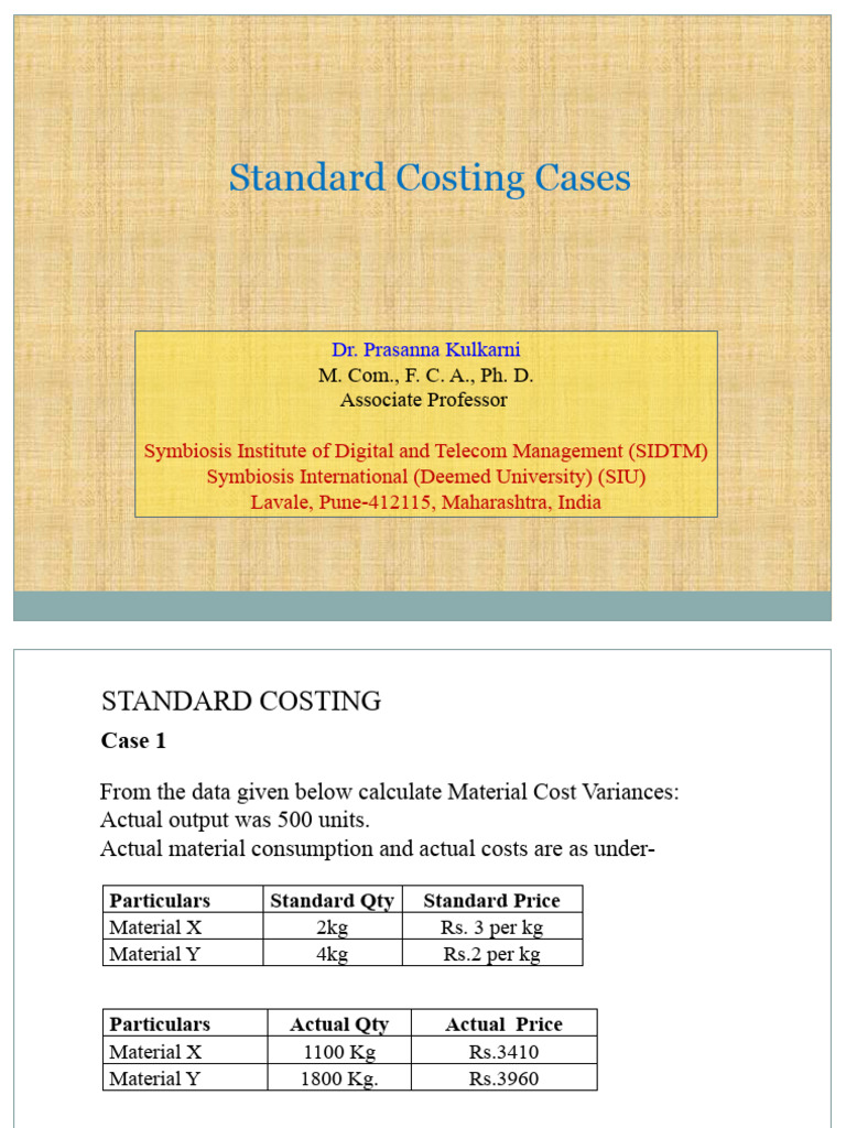 11B-Standard Costing Cases | PDF | Variance | Prices