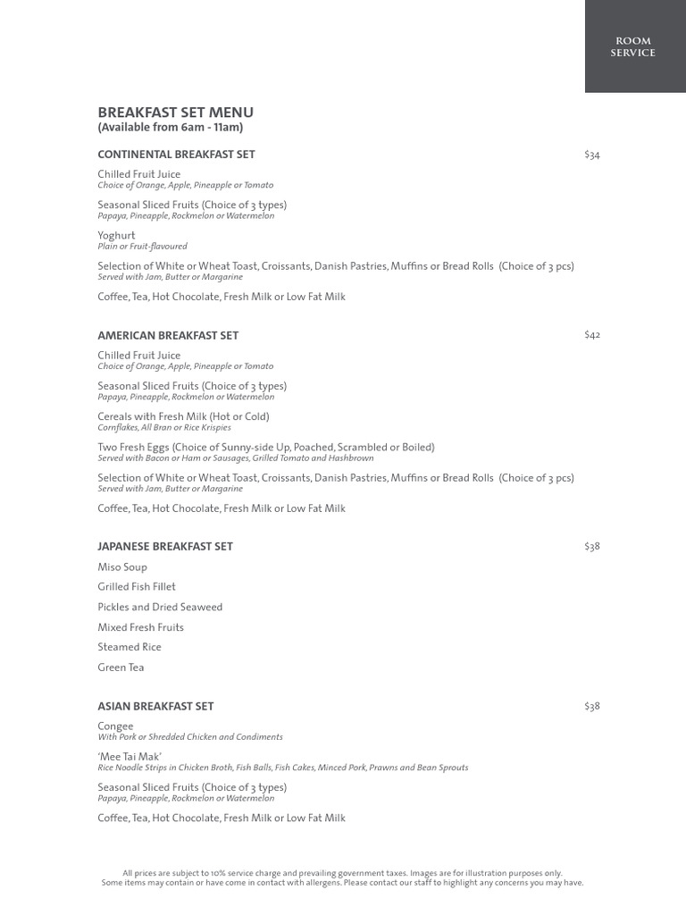 Breakfast Set Menu | PDF | Foods | Cuisine