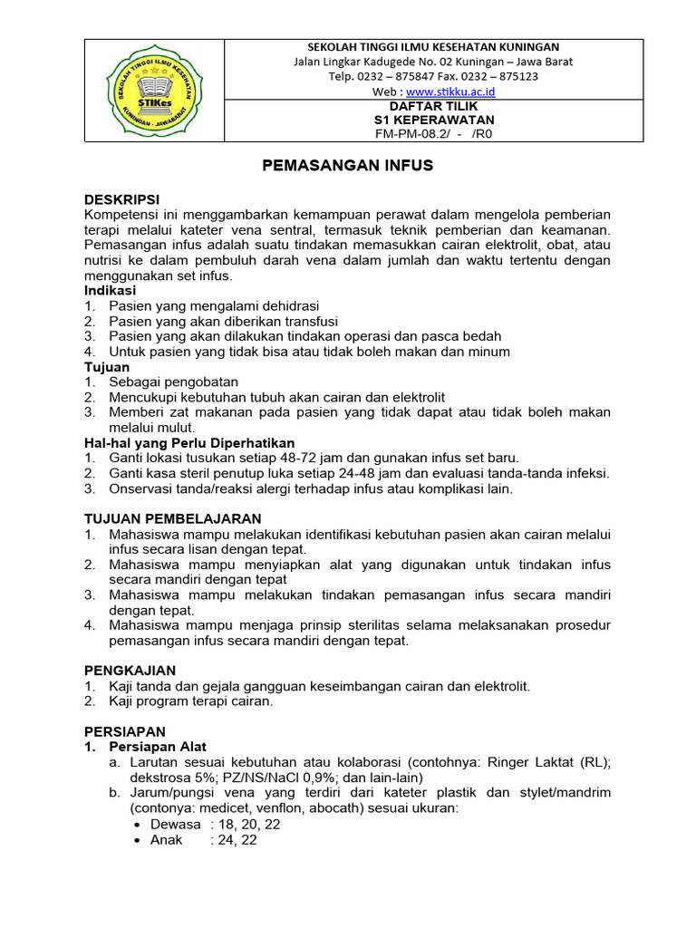 Pemasangan Infus | PDF