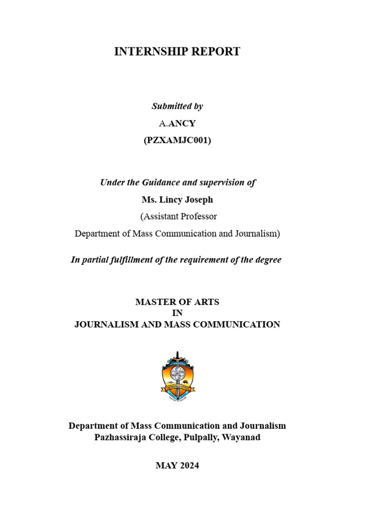 Internship Report PRC - 2023-2025 | PDF | Editing | Social Media