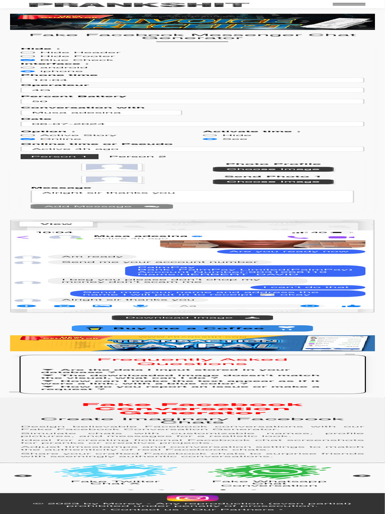 Fake Facebook Messenger Chat Generator and Prank Your Friends | PDF ...