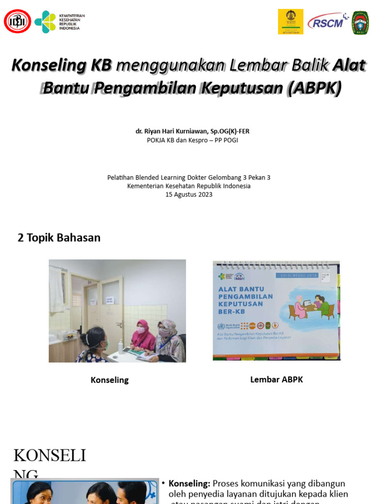 Materi Konseling KB Menggunakan Lembar Balik Alat Bantu Pengambilan Keputusan (ABPK) | PDF ...