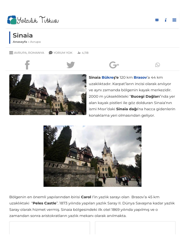 Romanya Sinaia Gezi Rehberi - Sinaia Gezi Notları | PDF