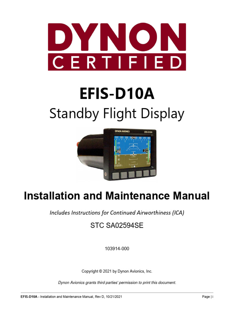 EFIS-D10A Installation Maintenance Manual Rev D | PDF | Electrical Connector | Menu (Computing)