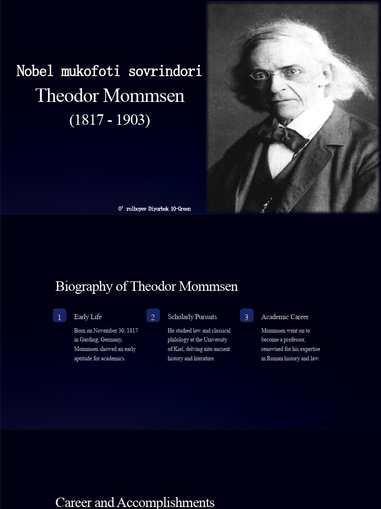 Theodor Mommsen: Nobel Laureate | PDF | Historian | Liberal Arts Education