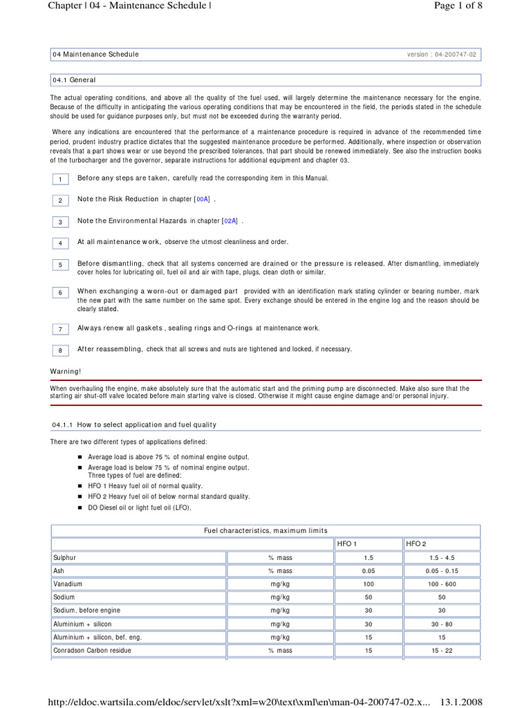 04 Maintenance Schedule | PDF | Pump | Fuel Oil