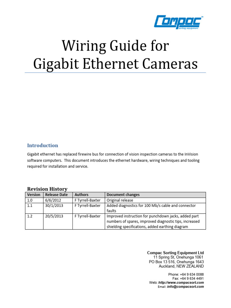 Wiring Guide For Gigabit Ethernet Cameras, Version 1.2 | PDF ...