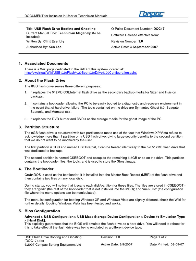 USB Flash Drive Booting and Ghosting (DOC17) | PDF | Booting | Usb Flash Drive