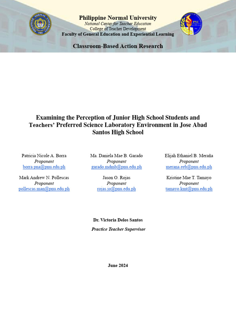 CBAR - Abstract - Borra Garado Merana Pollescas Rojas Tamayo | PDF | Teachers | Science