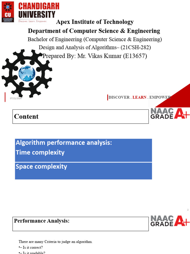 Apex Institute of Technology Department of Computer Science & Engineering | PDF | Time ...
