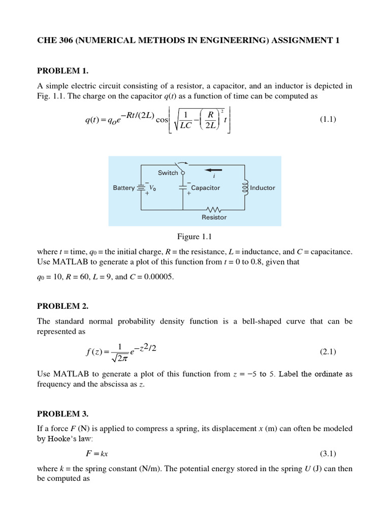 CHE 306 Assignment 1 | Download Free PDF | Capacitor | Electronic ...