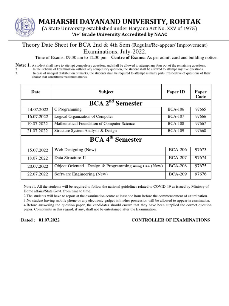BCA 2nd 4th Sem July 2022 | PDF | Computing | Computer Science