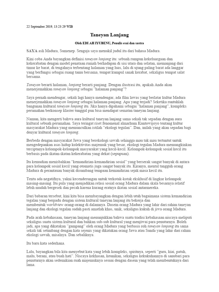 Taneyan Lanjang: Kearifan Madura | PDF