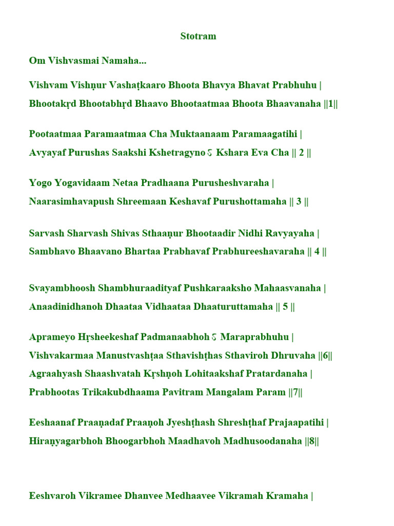 Vishnu Sahasranamam Stotra PDF | PDF | Hindu Deities | Hindu Literature