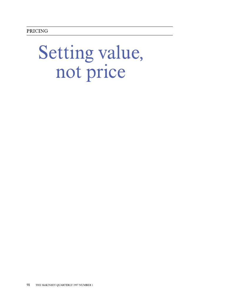 Setting Value Not Price Mckinsey | PDF