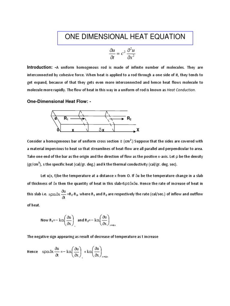 1-D Heat Equation | PDF | Derivative | Sine
