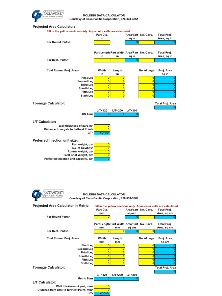 E01 Molding Data Calculator | PDF