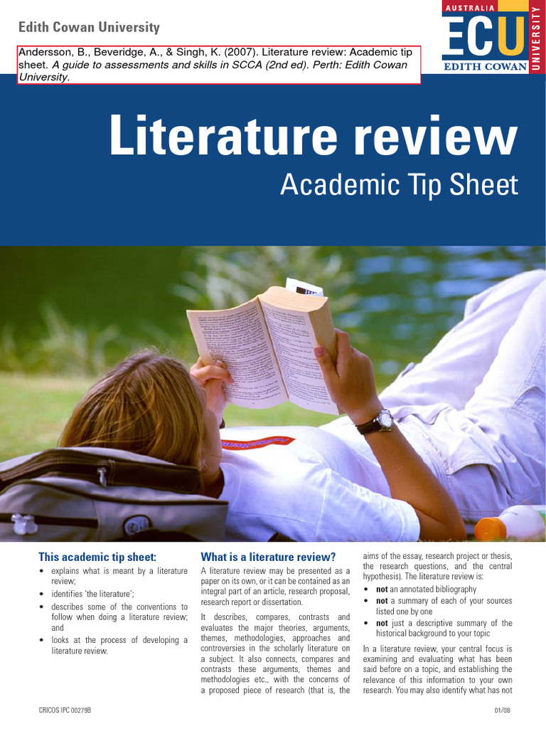 Academic Tip Sheet - Literature Reviews Edith Cowan University | PDF ...