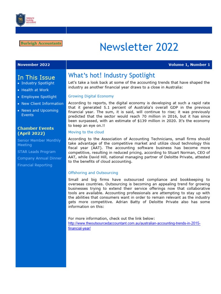Newsletter Second Draft | PDF | Outsourcing | Physical Fitness