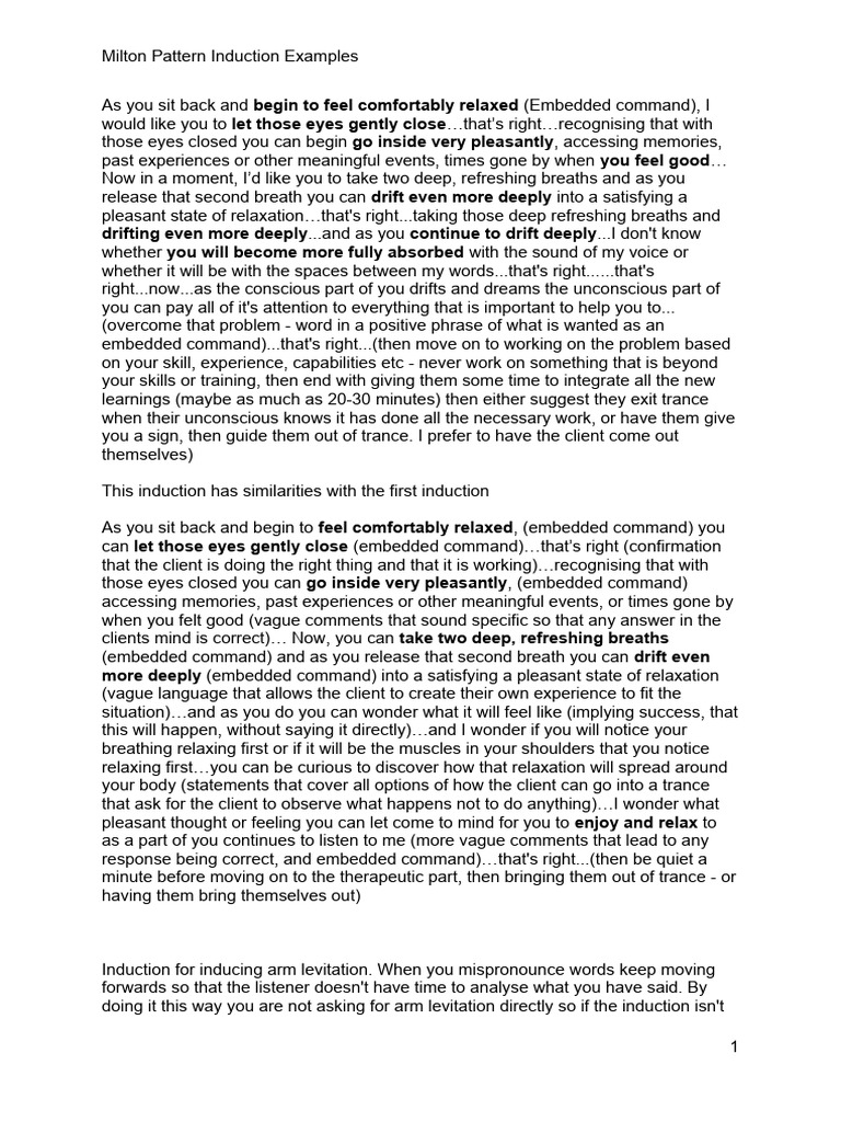 Erickson Induction Examples | PDF | Hypnosis | Experience