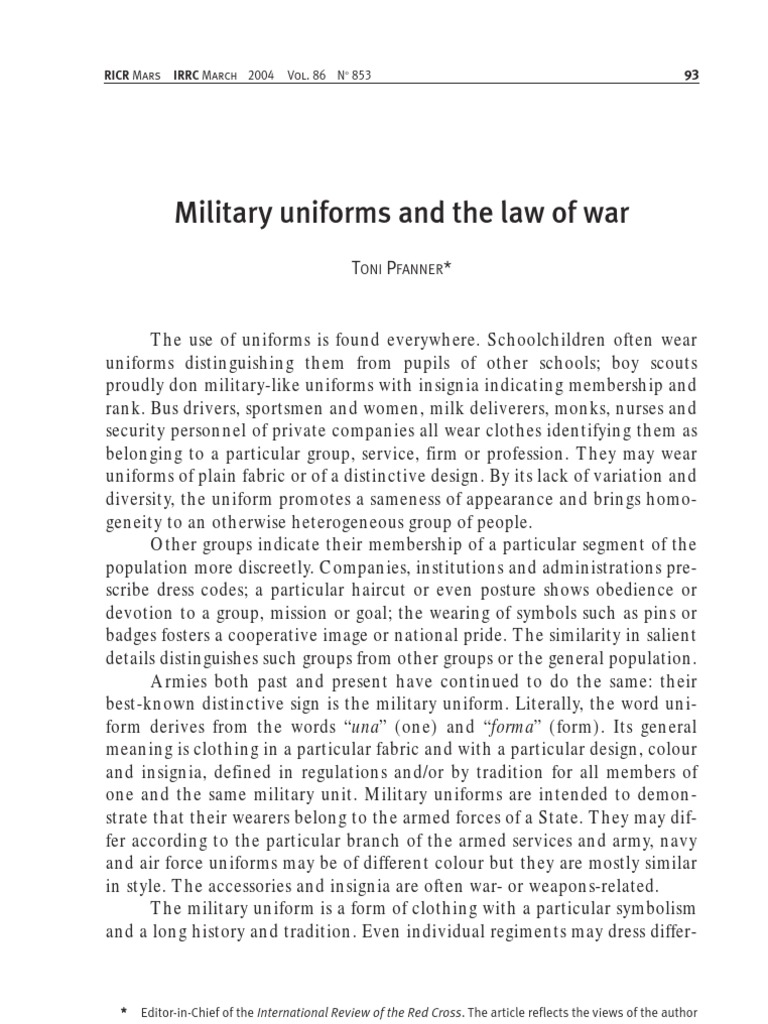 Military Uniforms: History and Law | PDF | Law Of War | International ...