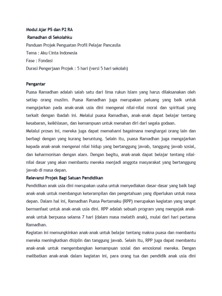 Modul Ajar P5 P2ra Elha | PDF | Karier & Perkembangan