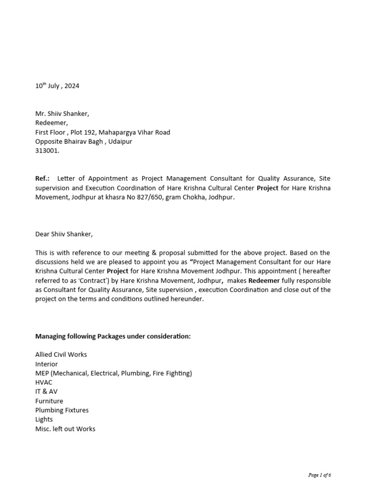 Updated Redeemer PMC - LOA Agreement1 | PDF | Procurement ...