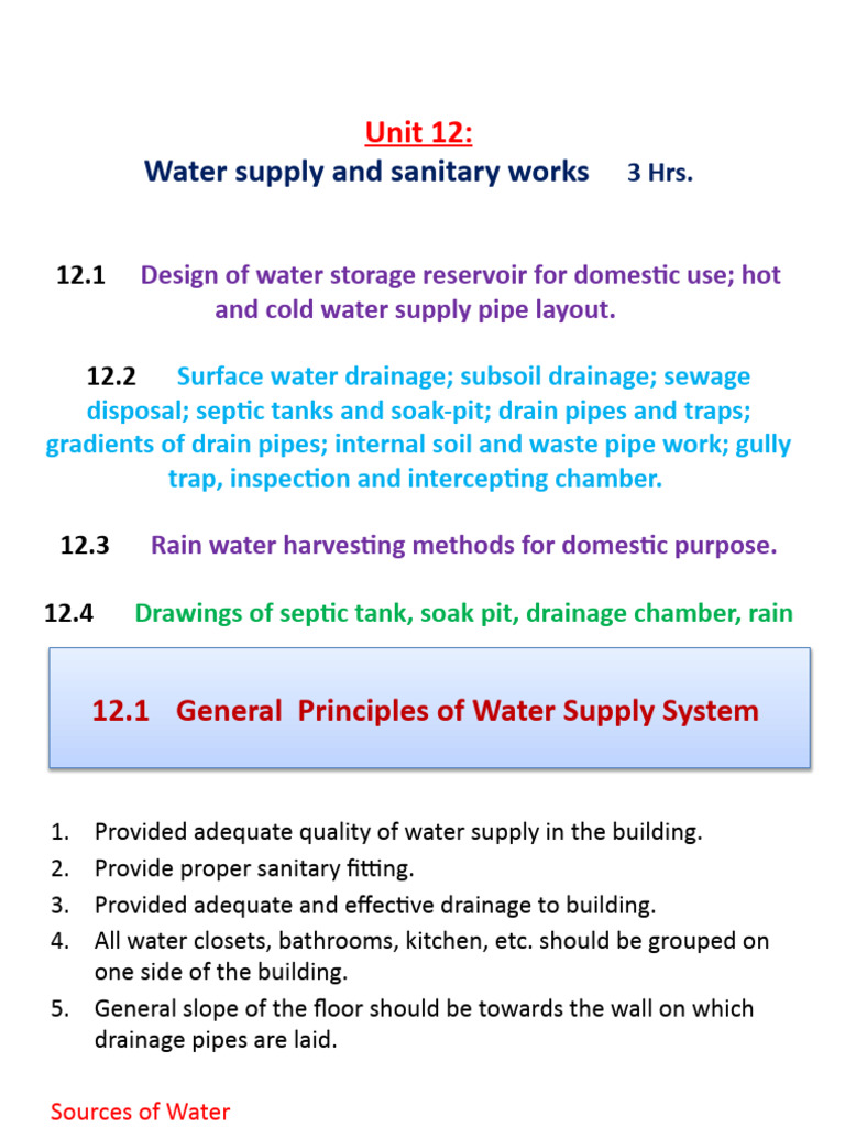 Unit_12_;Water_Supply_and_Sanitation | PDF | Septic Tank | Water