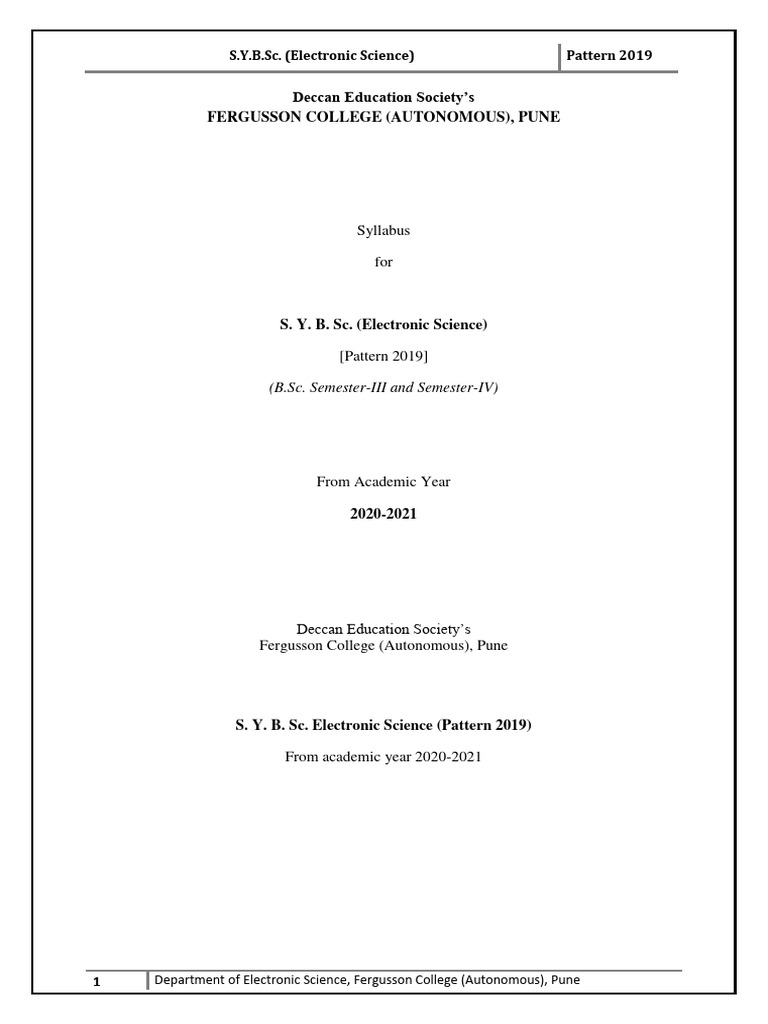 S.Y.B.Sc. Electronics Syllabus | PDF | Operational Amplifier | Amplifier