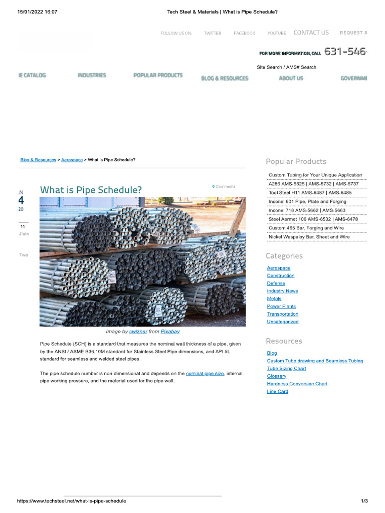 Tech Steel & Materials - What Is Pipe Schedule | PDF