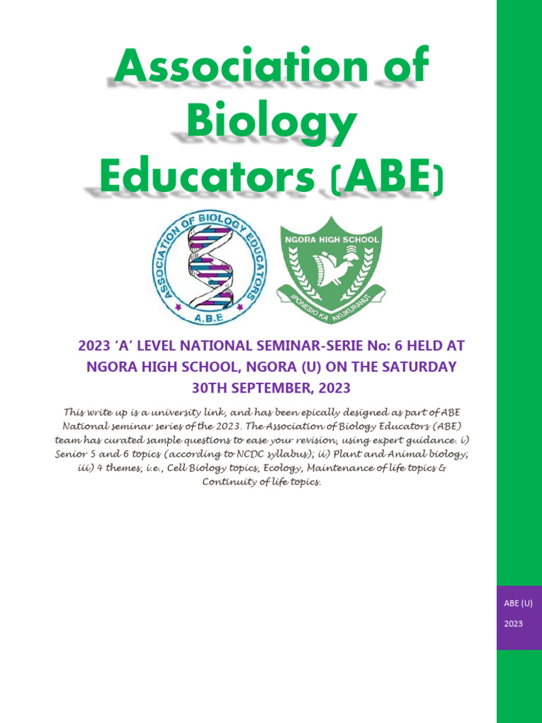(Uace) - Abe - Ngora HS - 30TH - 09 - 2023 | PDF | Photosynthesis | Enzyme