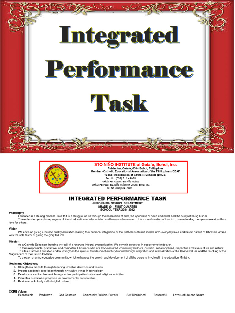 Integrated Performance Task Grade 10 Q1 | PDF | Learning | Faith