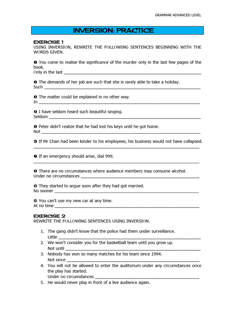 (Template) INVERSION EX WK | PDF