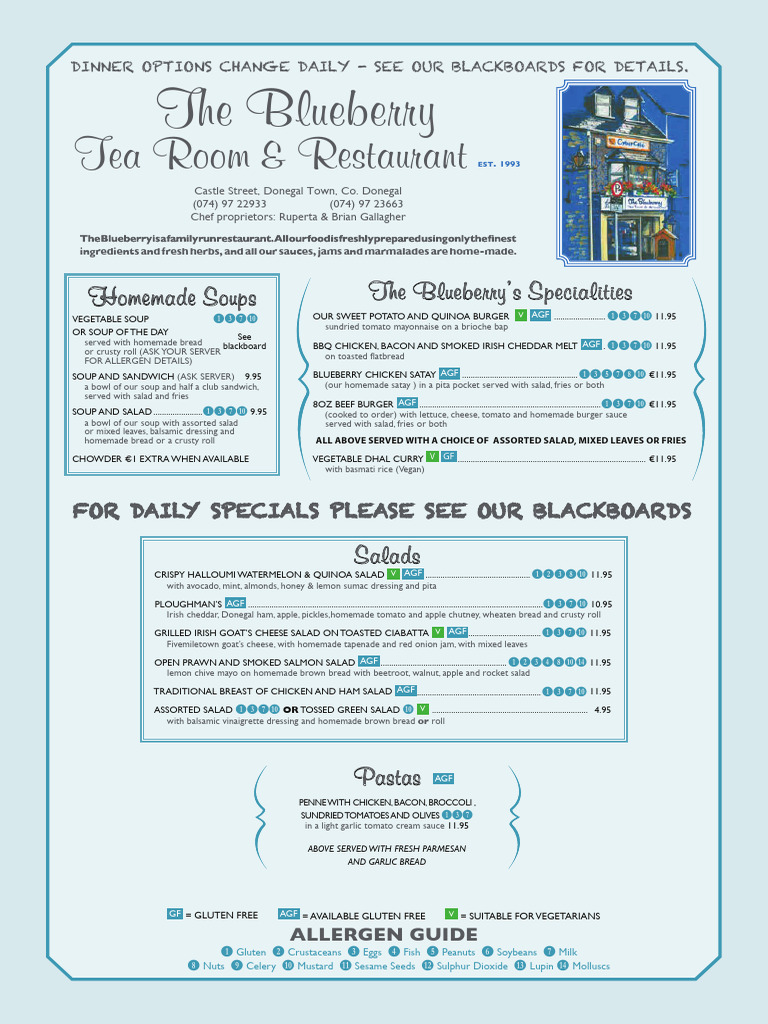 Blueberry Dinner Menu | PDF | Salad | Desserts