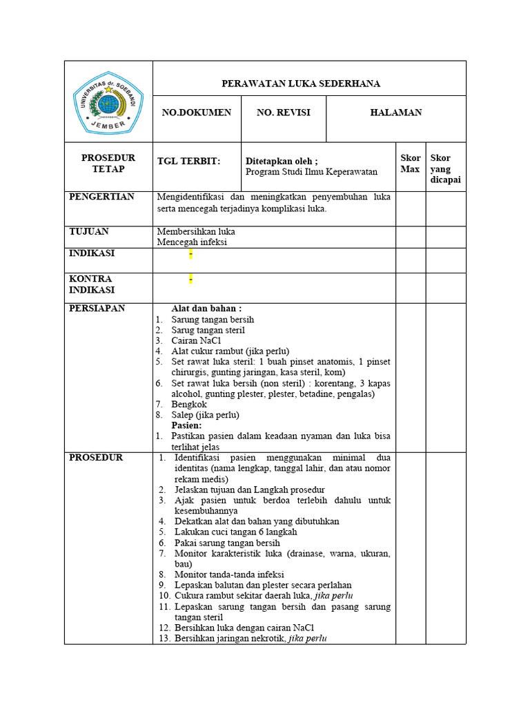 SOP Rawat Luka Sederhana | PDF
