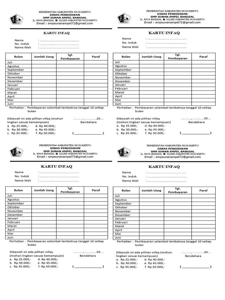 Kartu Infaq | PDF