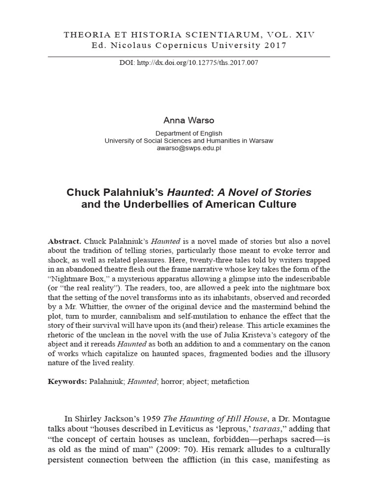 Chuck Palahniuks Haunted A Novel of Stories and T | PDF | Gothic Fiction