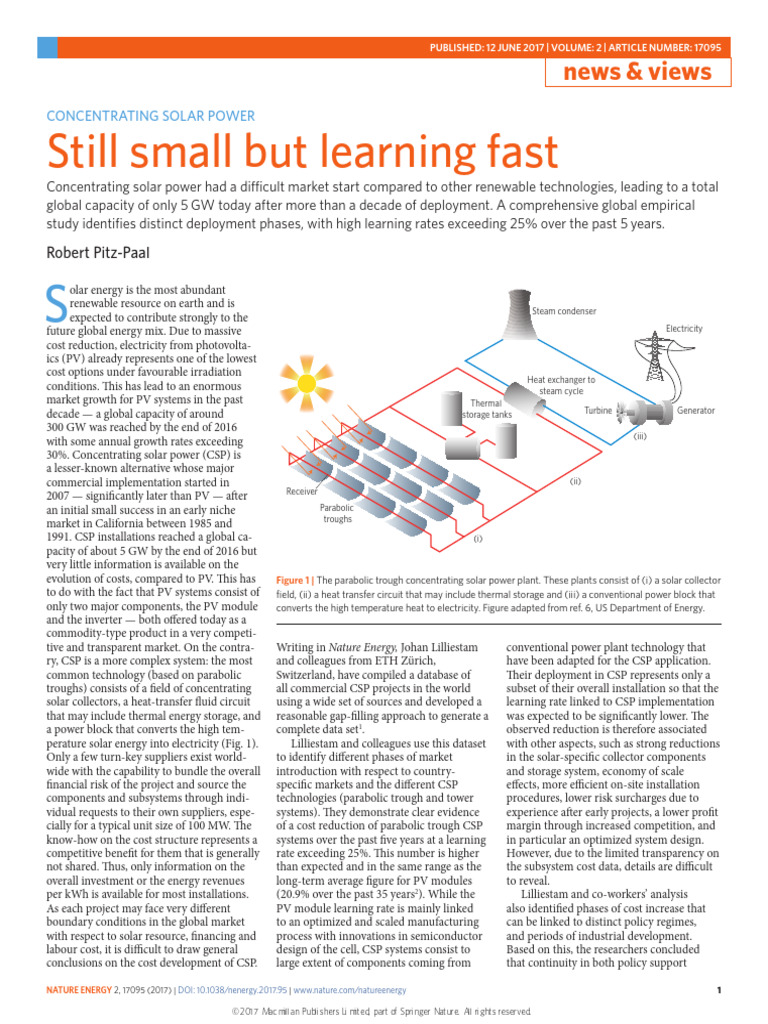 Concentrating Solar Power - Still Small But Learning Fast by Robert ...