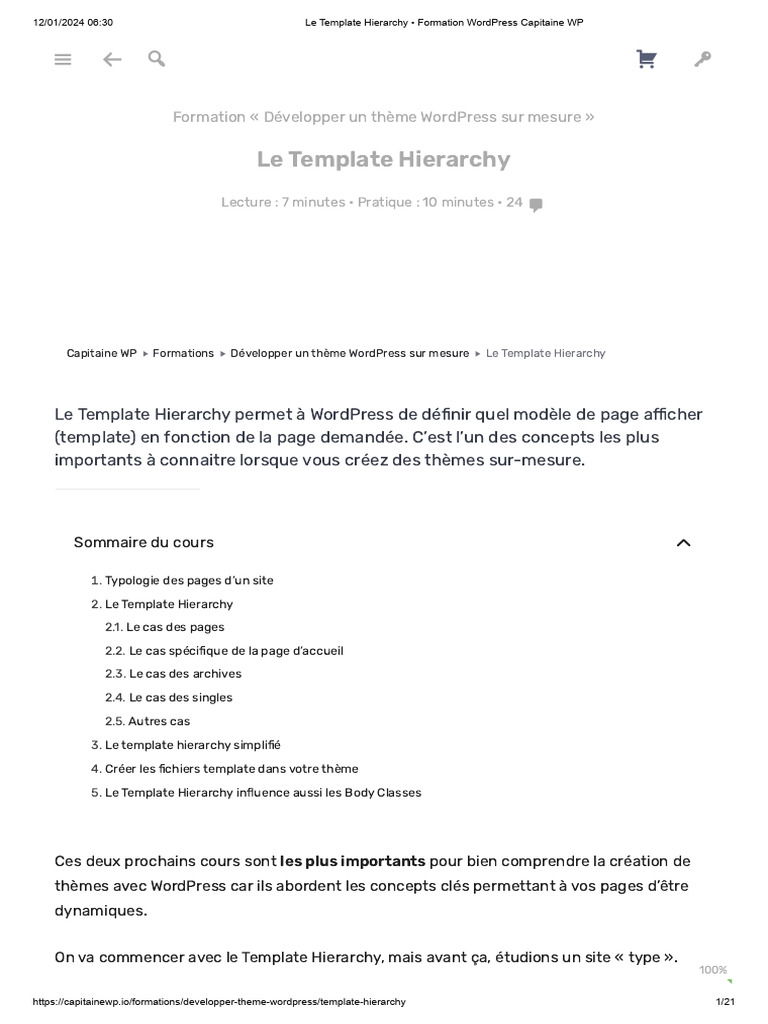 Le Template Hierarchy - Formation WordPress Capitaine WP | PDF | WordPress | Blog