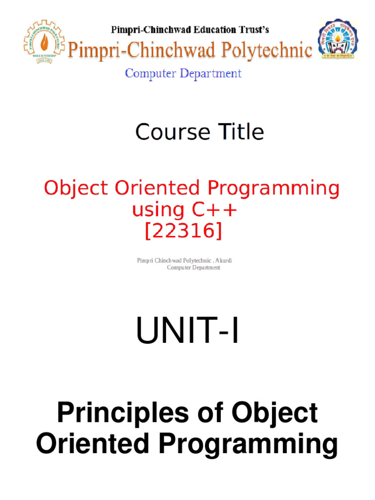 Oop Unit 1 | PDF | C++ | Object Oriented Programming Oop Unit 1 | PDF | C++ | Object Oriented Programming