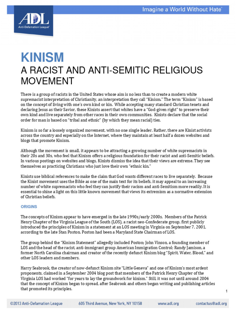 Kinism Racist and Anti Semitic Religionfinal2 | PDF | Antisemitism | Racism