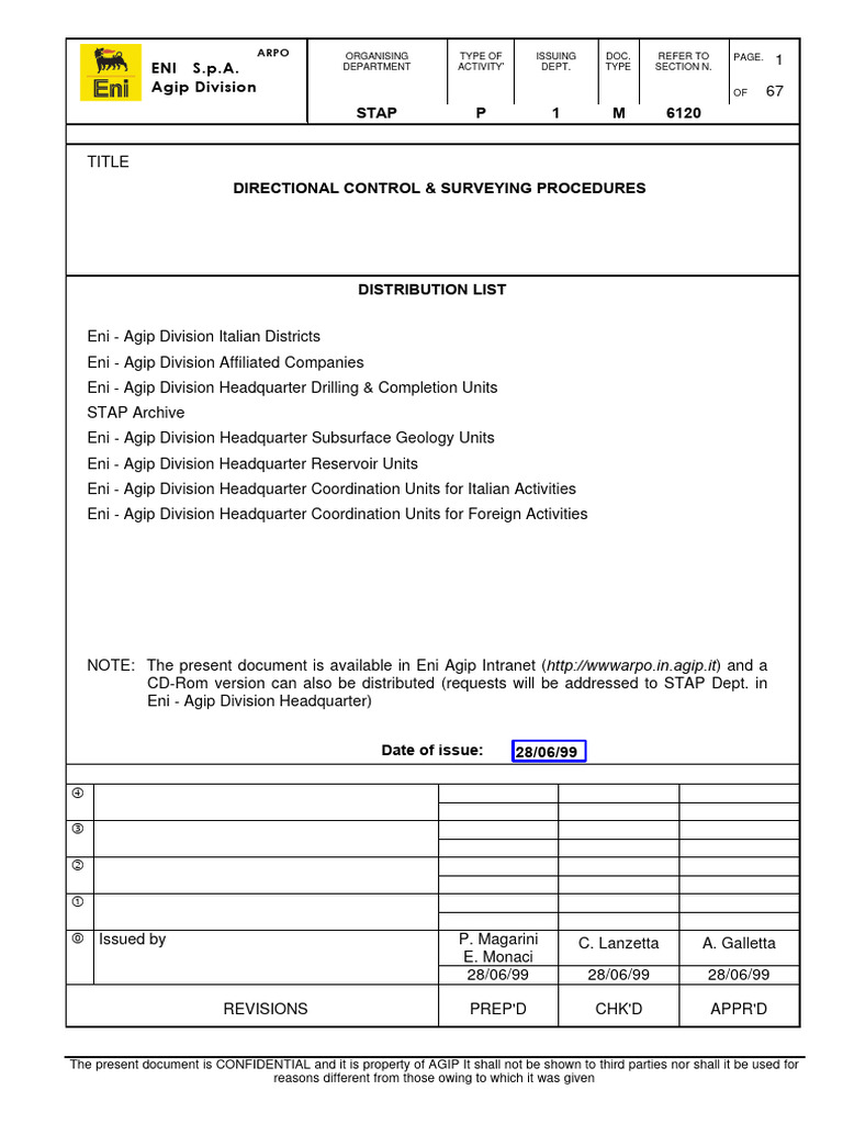 ENI - Directional Control & Surveying Procedures | PDF | Surveying ...
