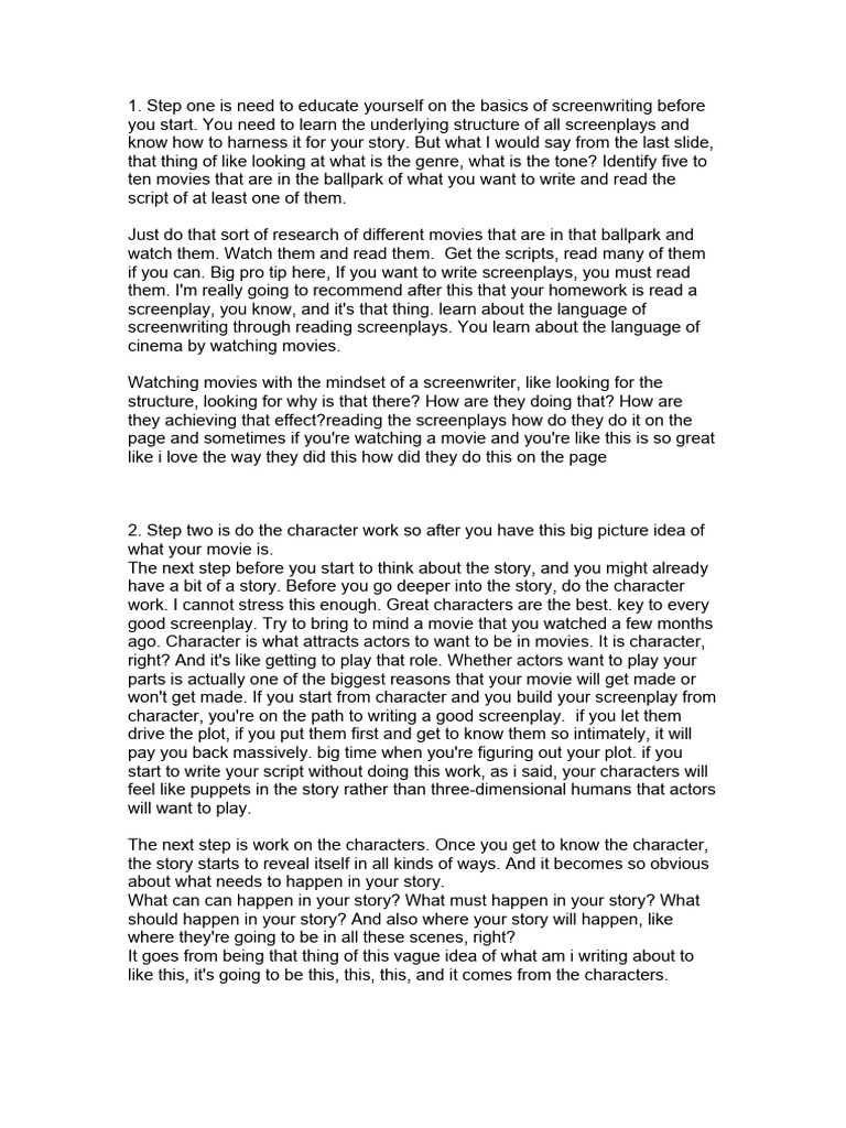 Screenwriting Basics: A 4-Step Guide | PDF | Screenplay | Screenwriting