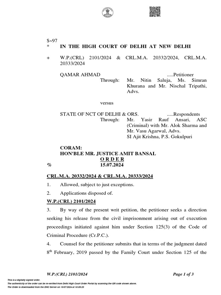 CRPC 125 Maintenance Civil Not Criminal | PDF | Magistrate | Political Law