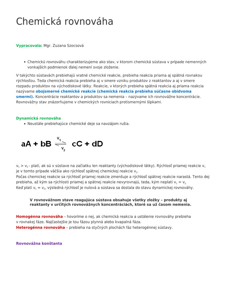 Chemicka Rovnovaha | PDF