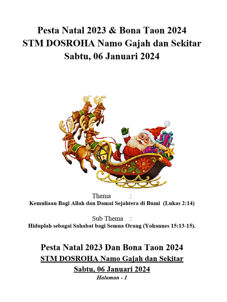 Tertib Acara Perayaan Natal Dan Bonataon STM Dosroha 2024 (Edit) | PDF