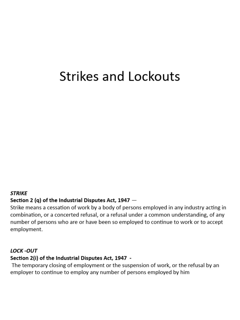 Understanding Strikes and Lockouts in India | PDF | Lockout (Industry ...